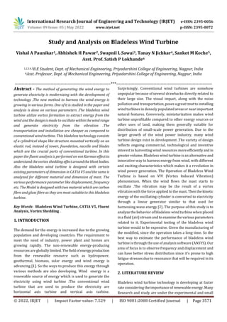 Study and Analysis on Bladeless Wind Turbine | PDF