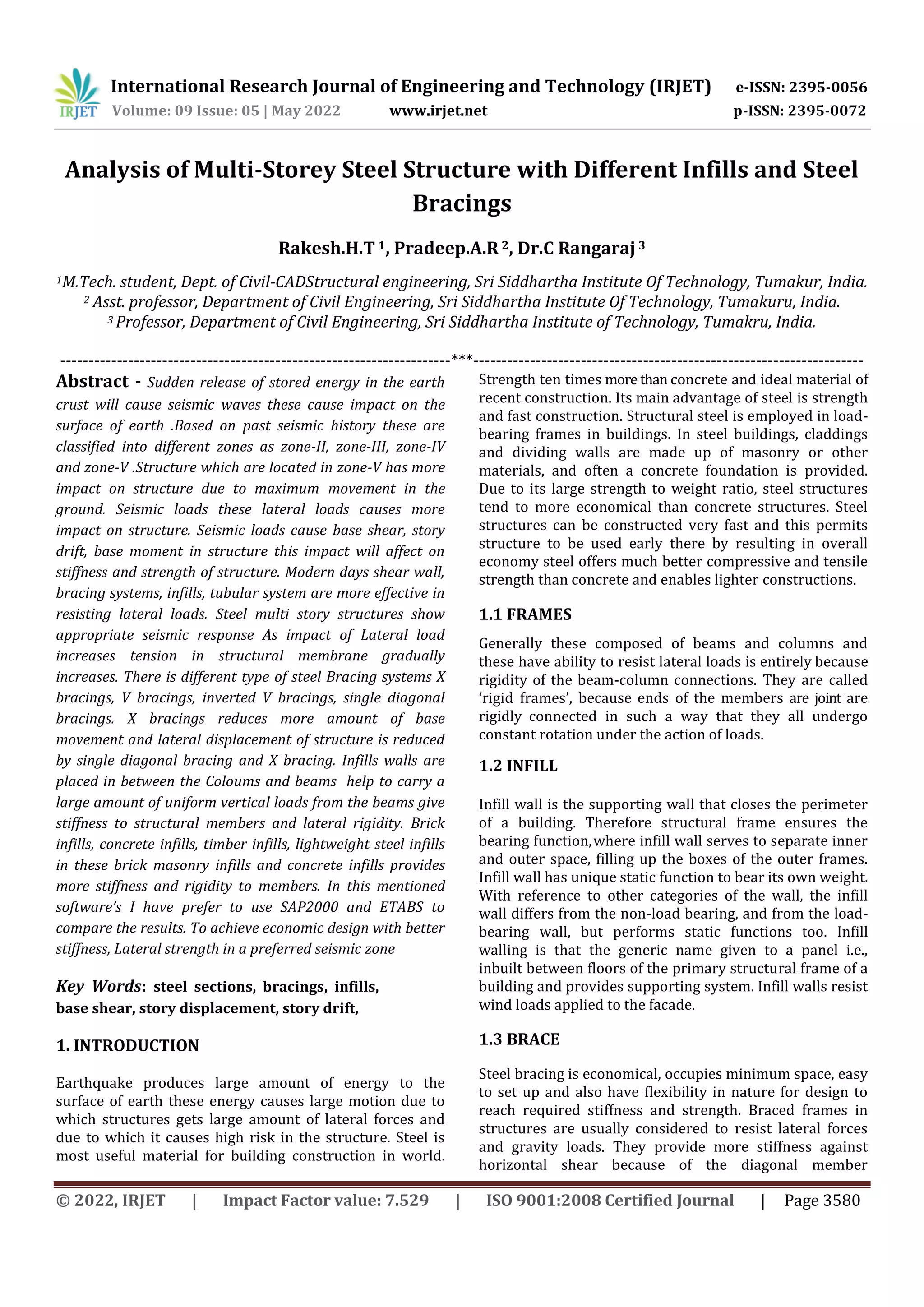 Analysis of Multi-Storey Steel Structure with Different Infills and ...