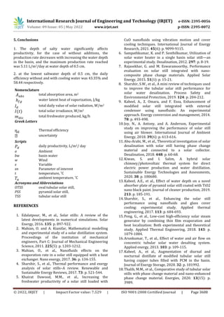 Thermal Performance of a Tubular Solar Still | PDF
