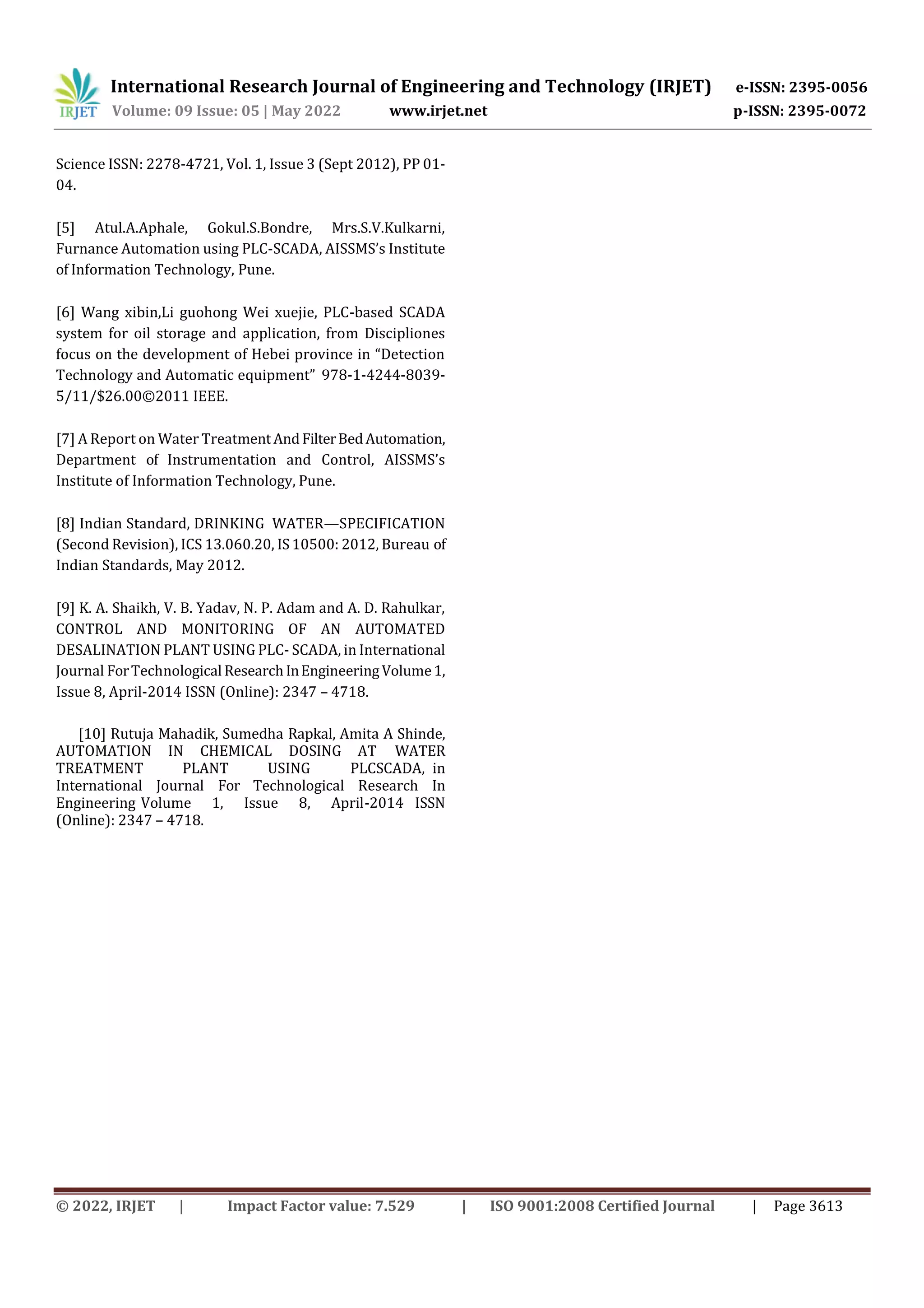 AUTOMATION OF WATER TREATMENT PLANT USING PLC | PDF