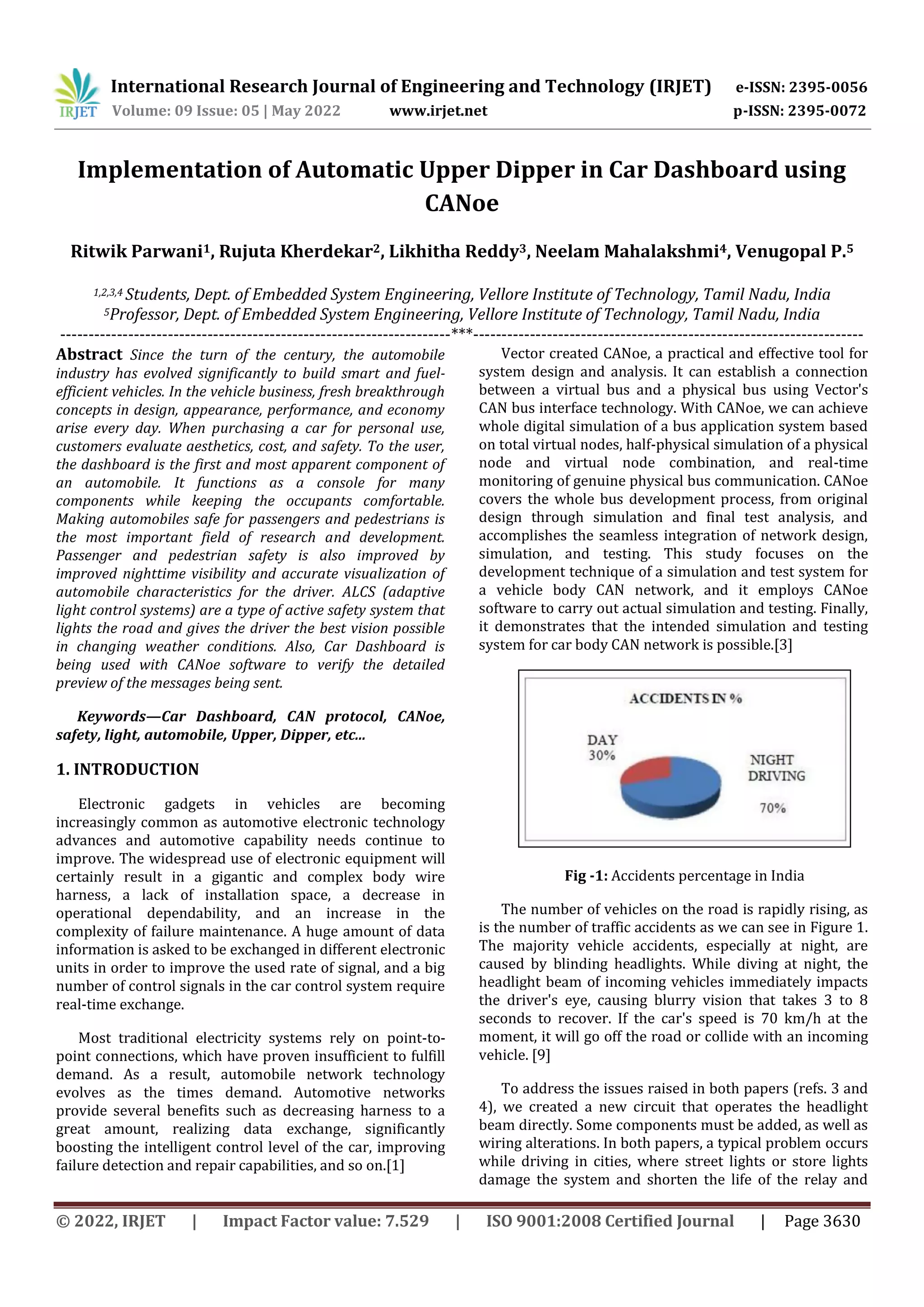 Implementation of Automatic Upper Dipper in Car Dashboard using CANoe ...