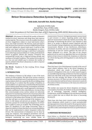 Driver Drowsiness Detection System Using Image Processing | PDF