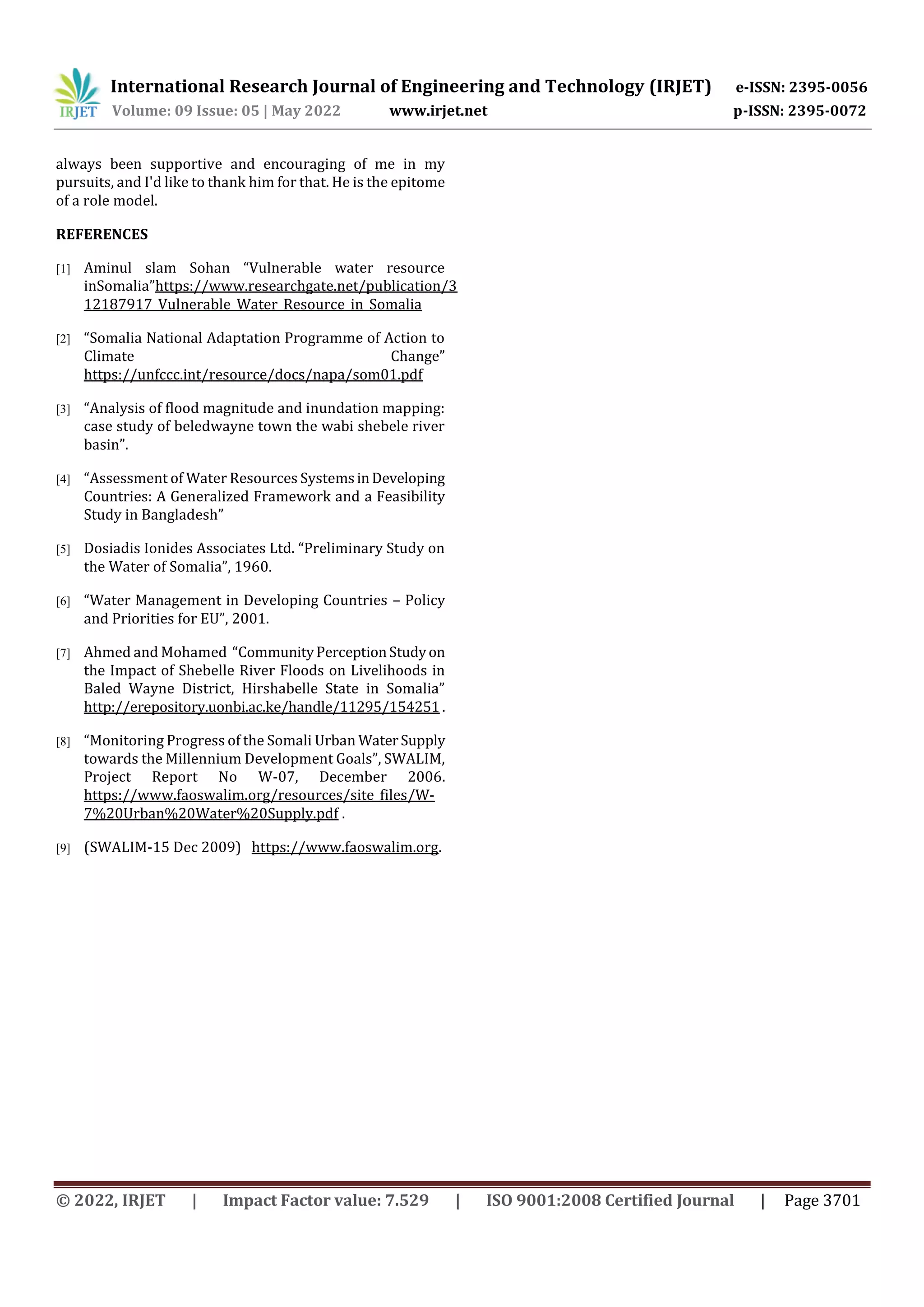 ASSESSMENT OF WATER RESOURCES OF SOMALIA | PDF