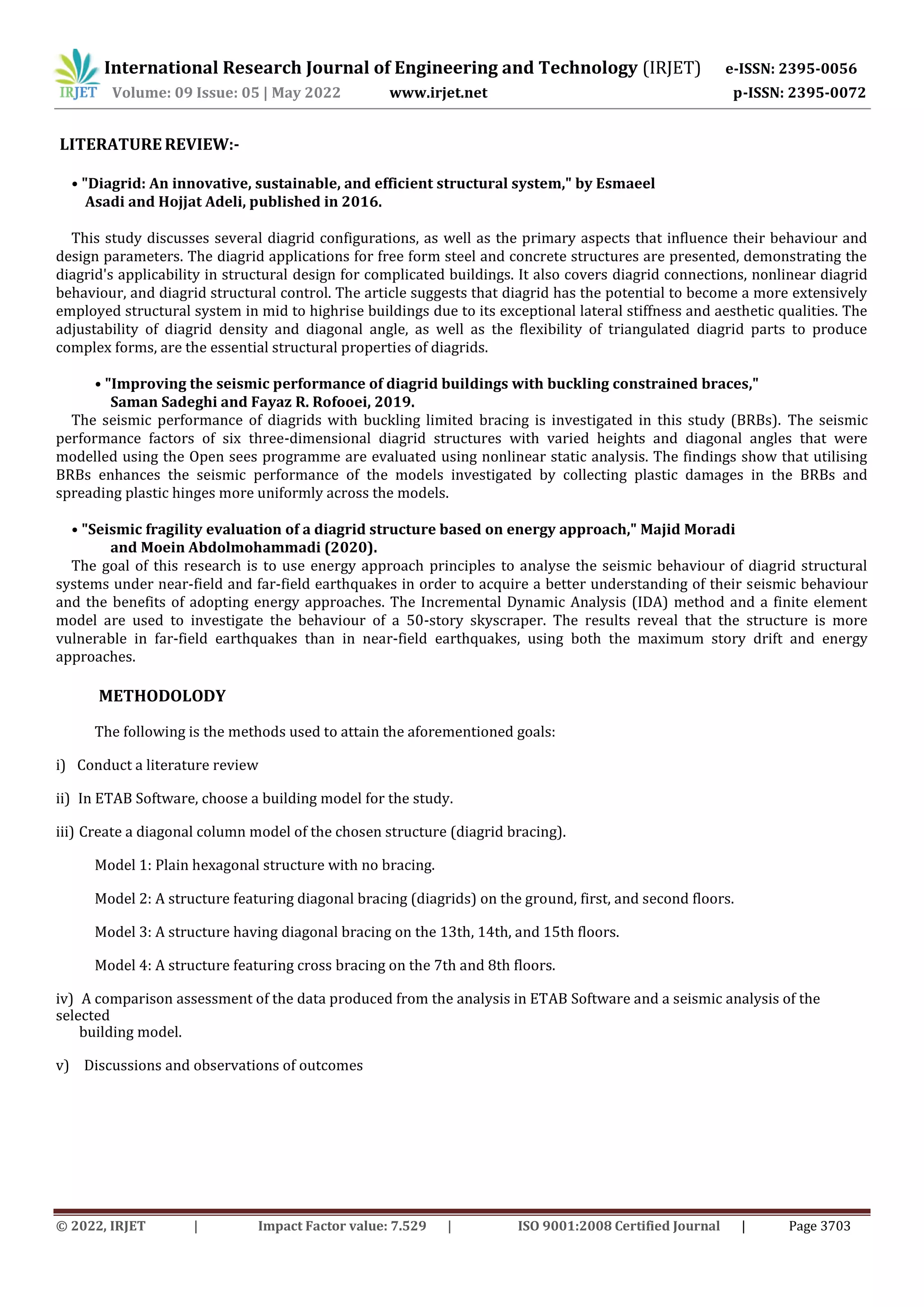 “Analysis of Multi Storied Diagrid Structure using ETABS Software” | PDF