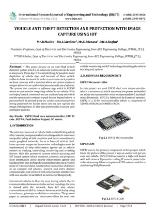 VEHICLE ANTI THEFT DETECTION AND PROTECTION WITH IMAGE CAPTURE USING ...