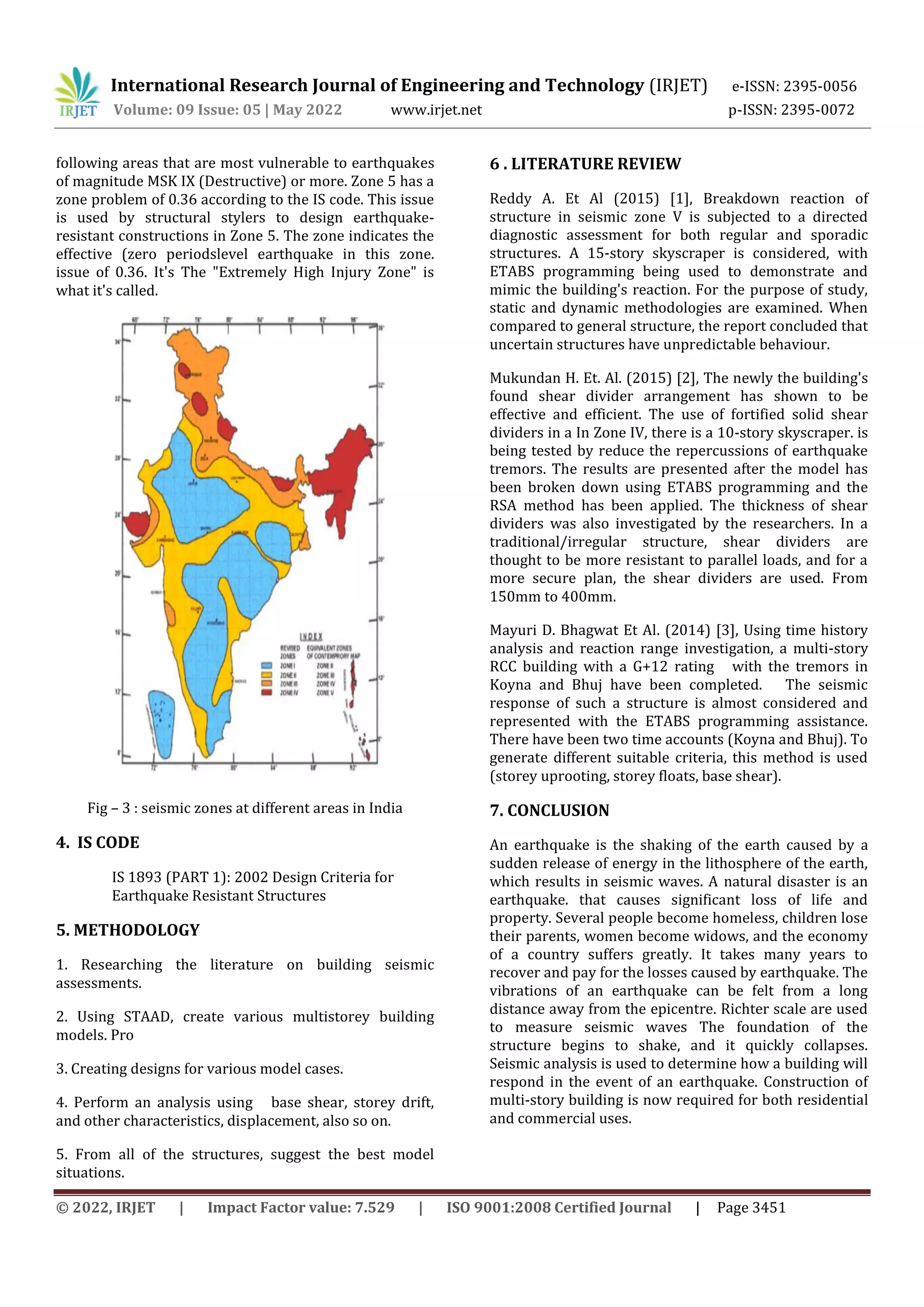 SEISMIC ANALYSIS AND DESIGN OF MULTI-STOREY BUILDING IN STAAD PRO FOR ZONE II | PDF