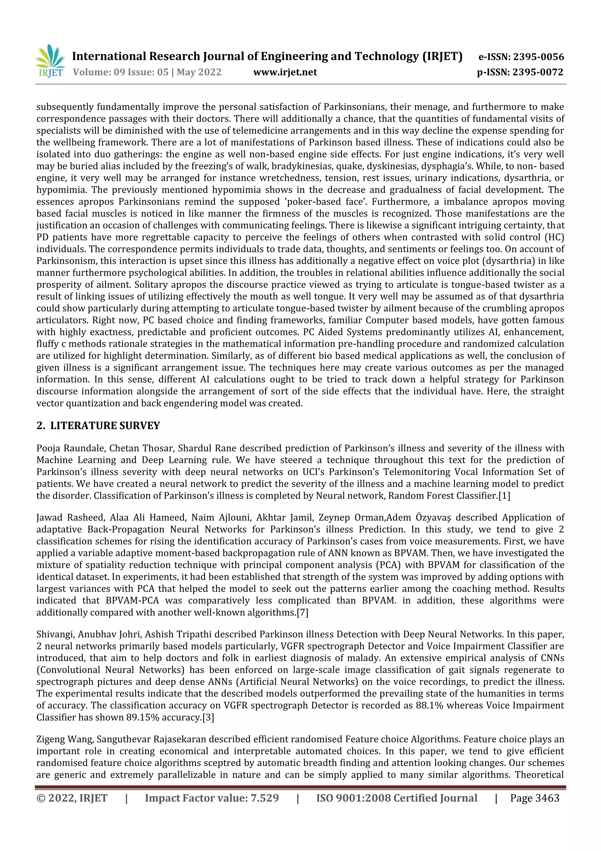A SURVEY ON PARKINSON’S DISEASE DETECTION TECHNIQUES | PDF