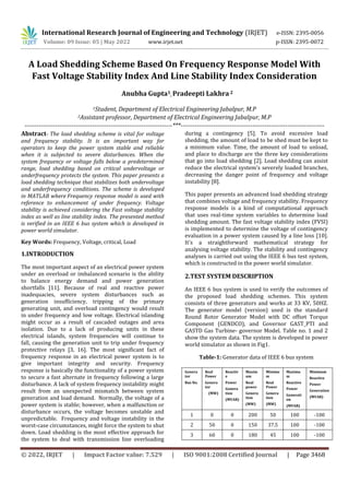 A Load Shedding Scheme Based On Frequency Response Model With Fast Voltage Stability Index And ...