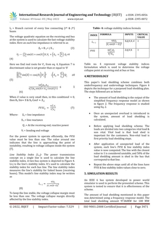 A Load Shedding Scheme Based On Frequency Response Model With Fast Voltage Stability Index And ...