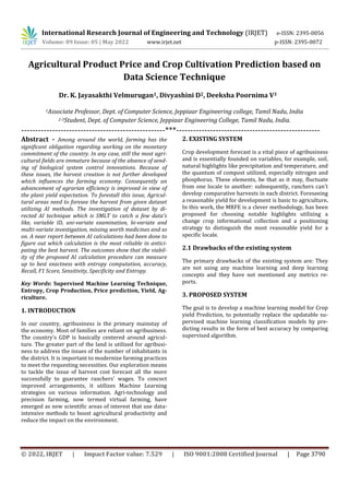 Agricultural Product Price and Crop Cultivation Prediction based on Data Science Technique | PDF
