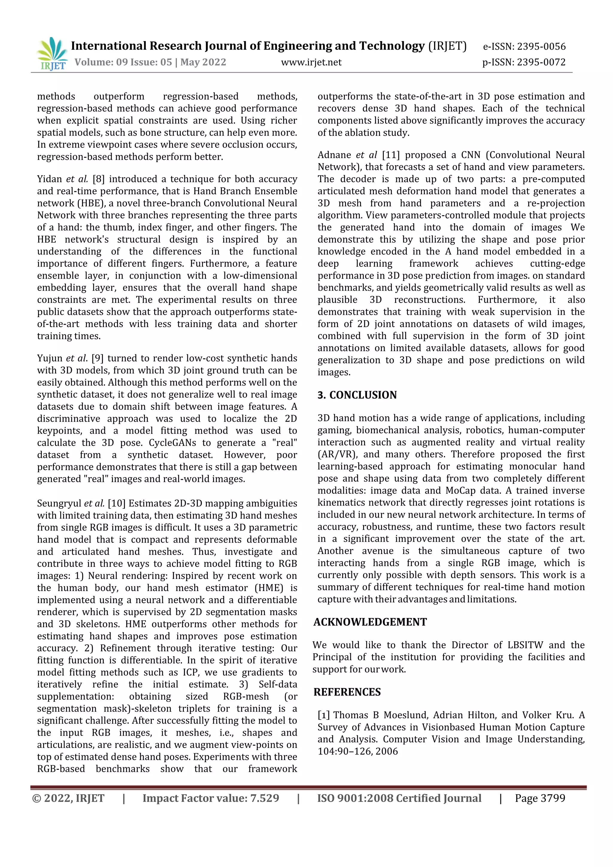 A Review Paper on Real-Time Hand Motion Capture | PDF
