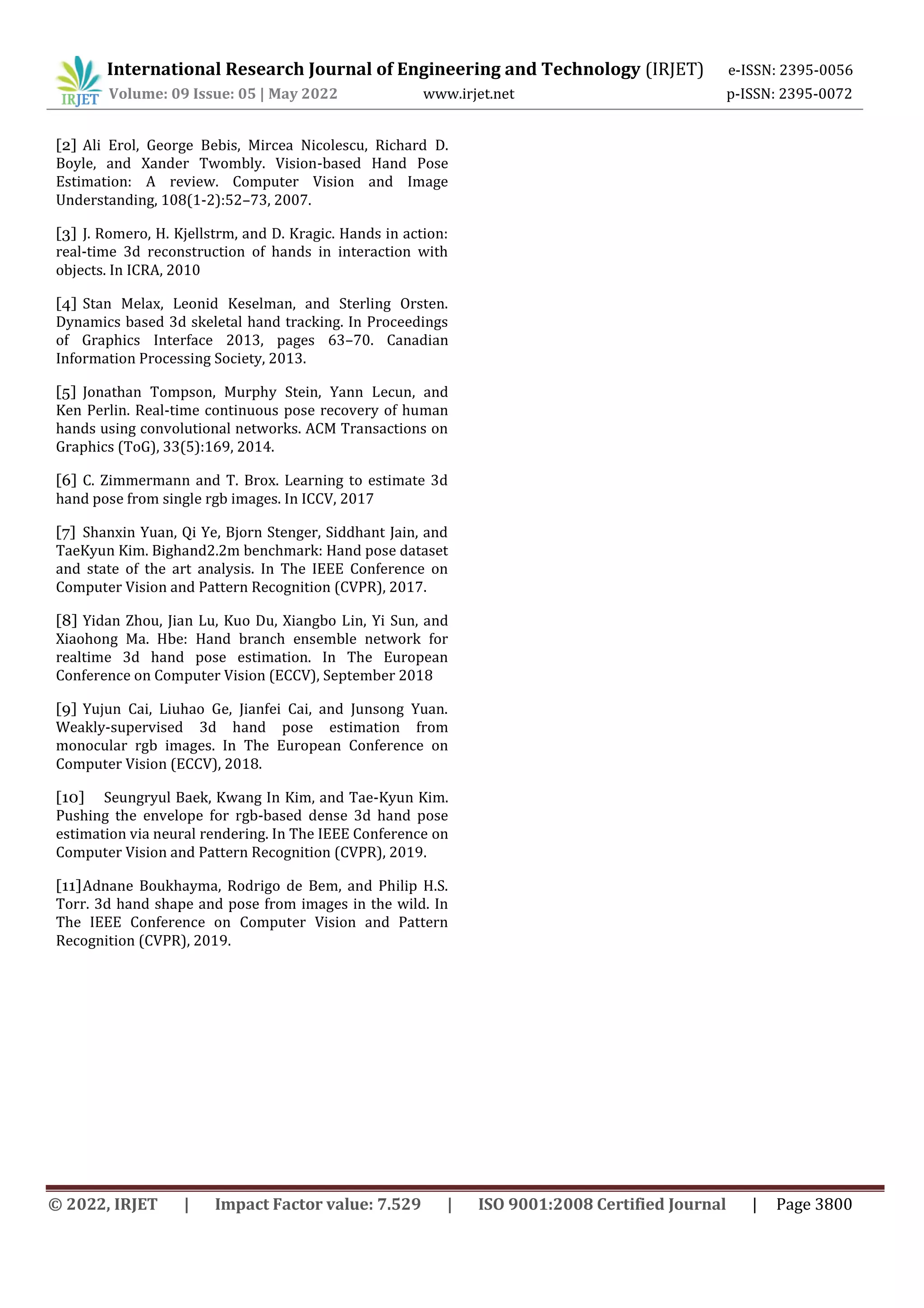 A Review Paper on Real-Time Hand Motion Capture | PDF