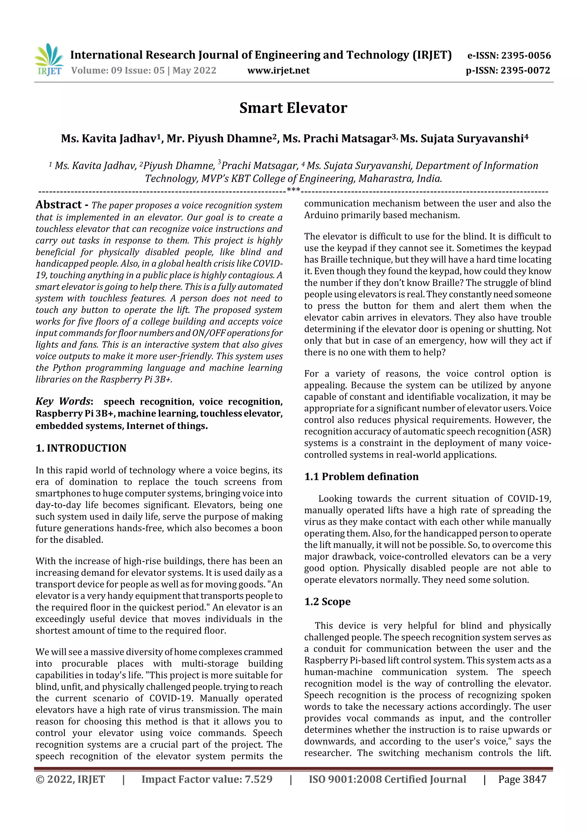 Smart Elevator | PDF