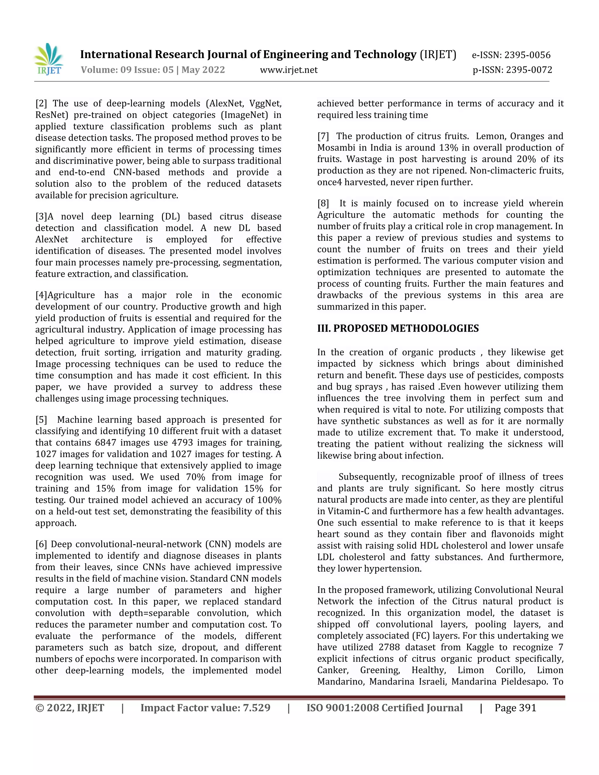 Convolutional Neural Network For Leaf And Citrus Fruit Disease Identification Using Deep