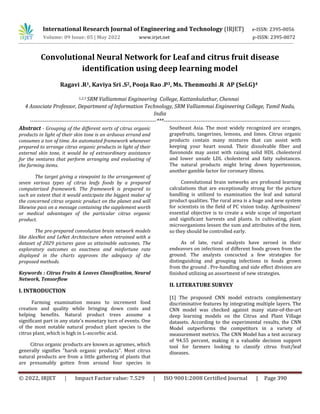Convolutional Neural Network for Leaf and citrus fruit disease ...