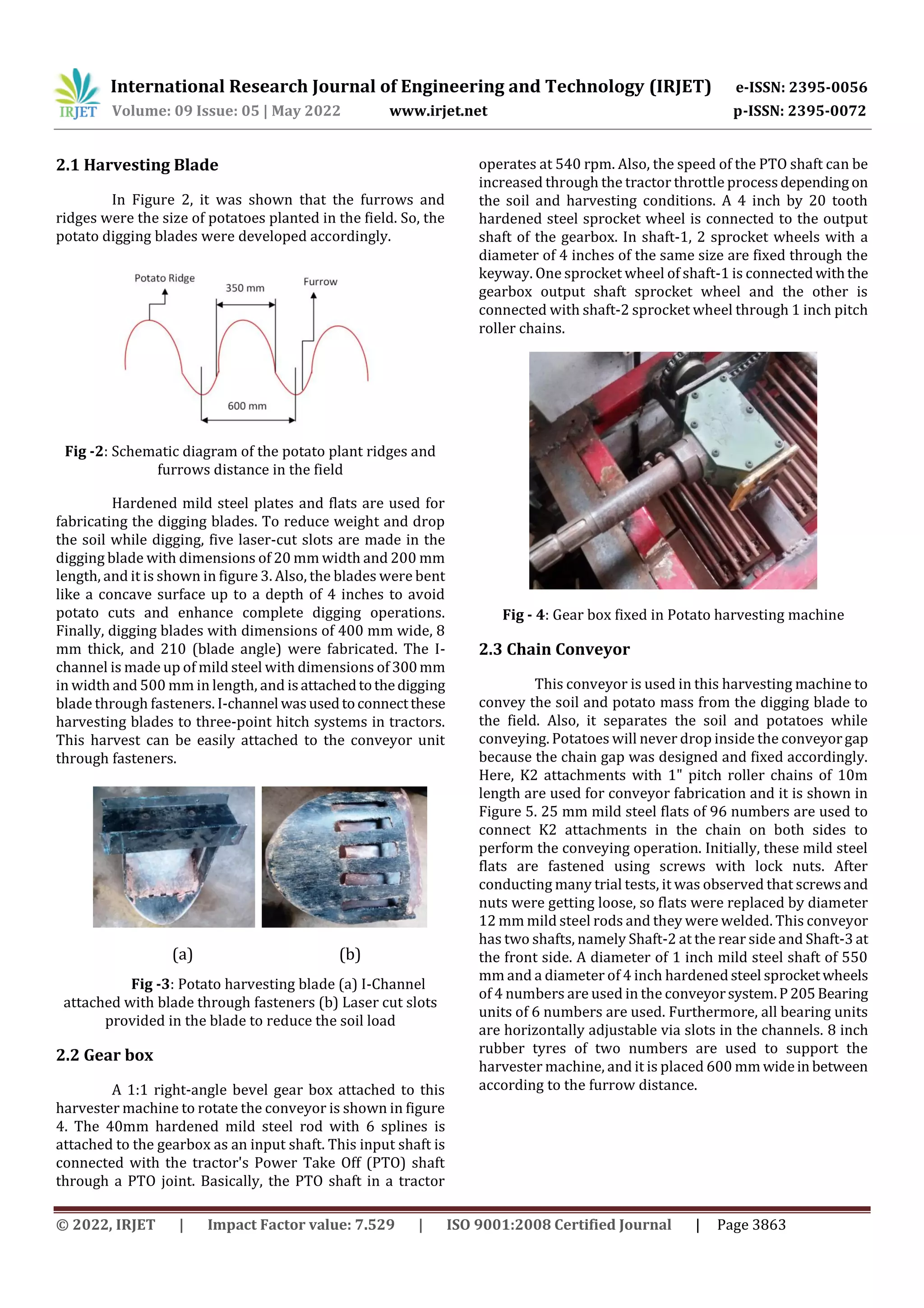 Development of Potato harvester for hill terrain farming | PDF
