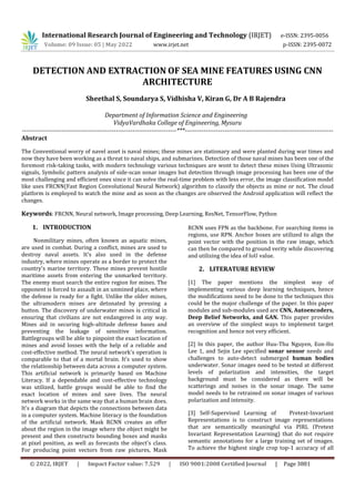 DETECTION AND EXTRACTION OF SEA MINE FEATURES USING CNN ARCHITECTURE | PDF
