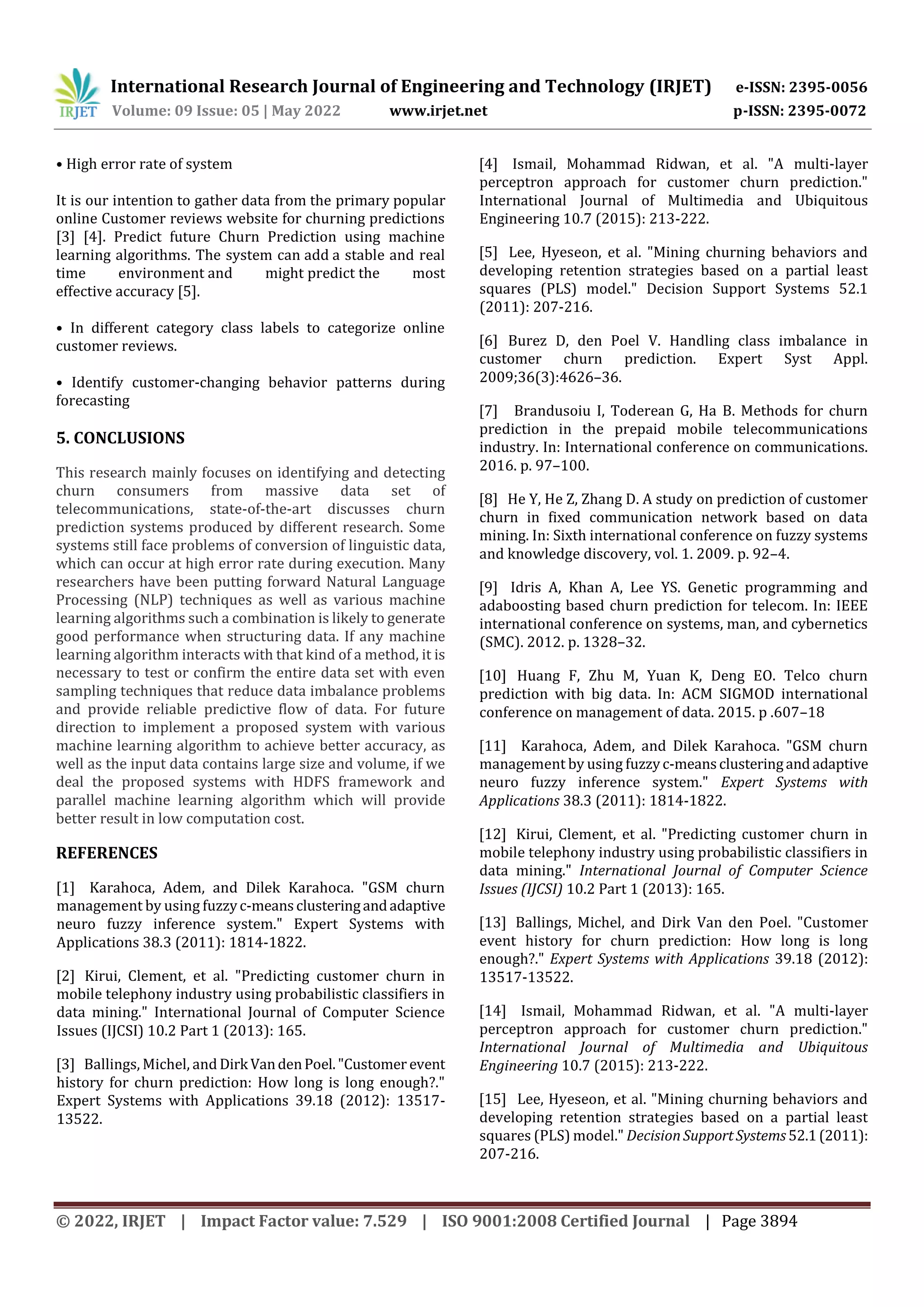 EVALUTION OF CHURN PREDICTING PROCESS USING CUSTOMER BEHAVIOUR PATTERN | PDF | Artificial ...