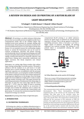A REVIEW ON DESIGN AND 3D PRINTING OF A ROTOR BLADE OF LIGHT HELICOPTER | PDF
