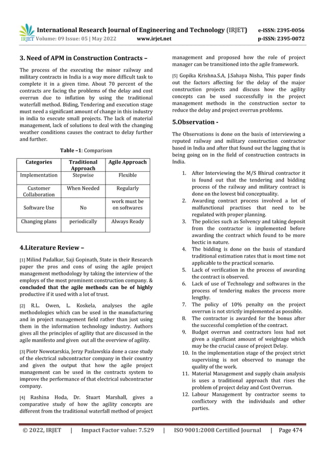 Introduction of Agile Project Management (APM) Methodology to a Railway and Military ...