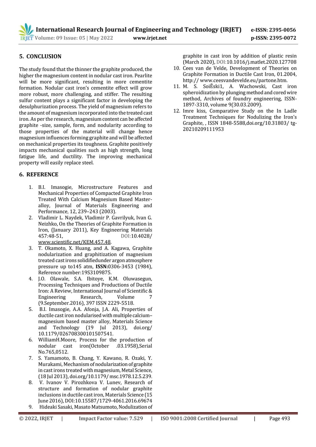 Influences of the Formation of Cast Iron with Nodular Graphite Using ...