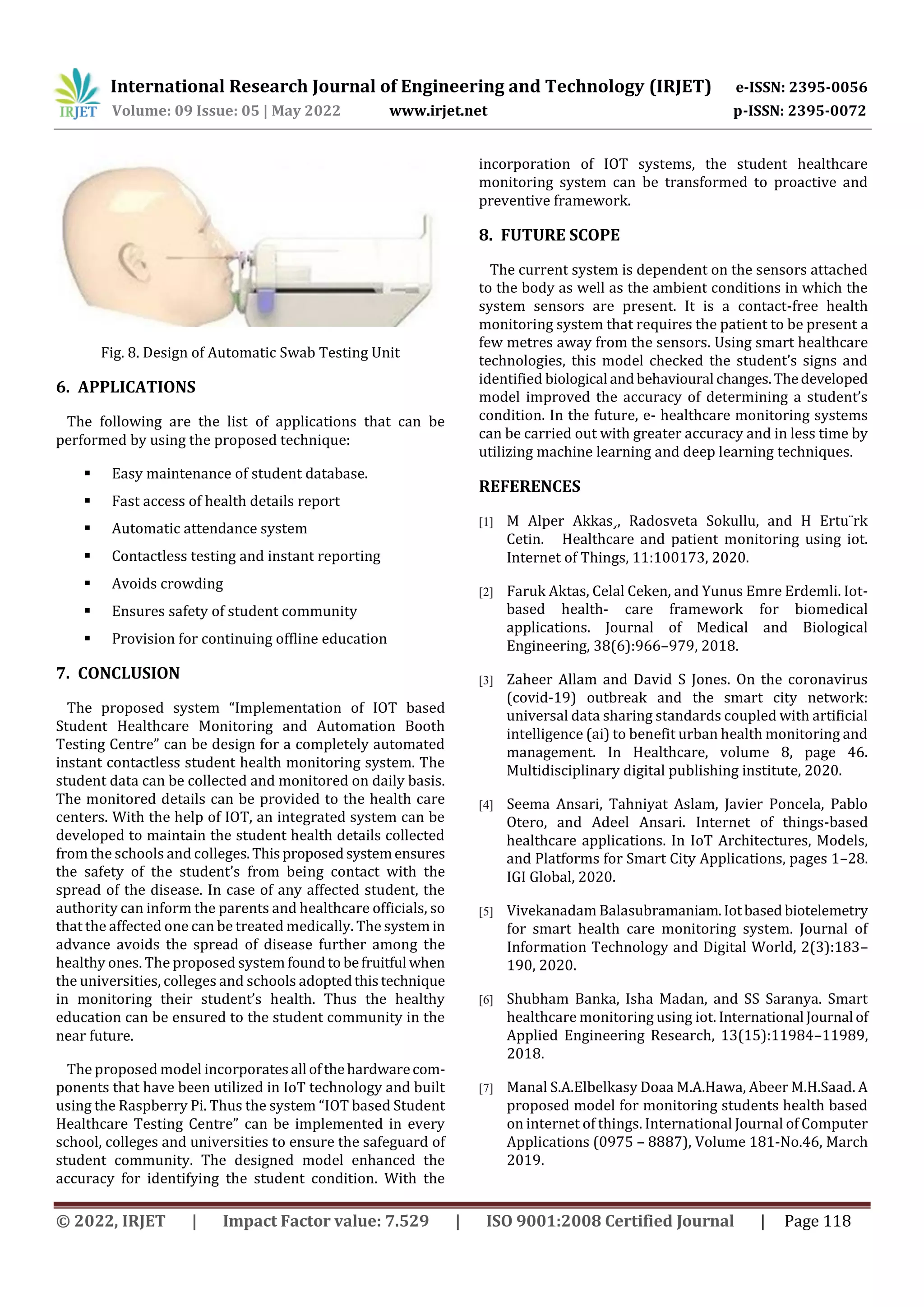 Implementation of IOT based Student Healthcare Monitoring and ...