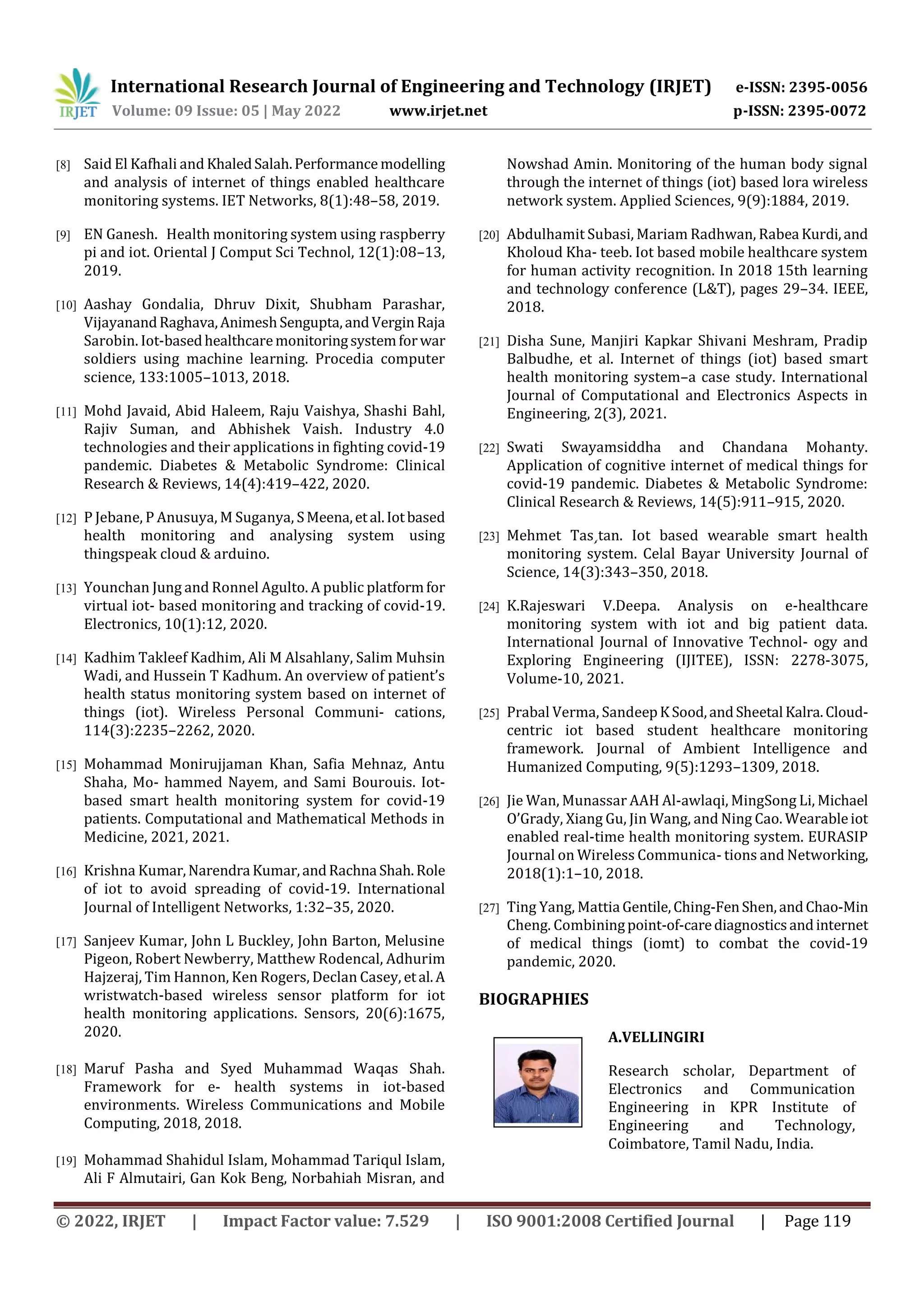 Implementation of IOT based Student Healthcare Monitoring and ...