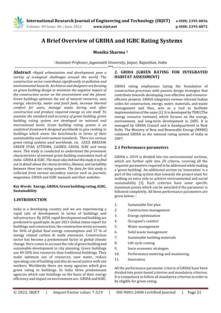 A Brief Overview of GRIHA and IGBC Rating Systems | PDF