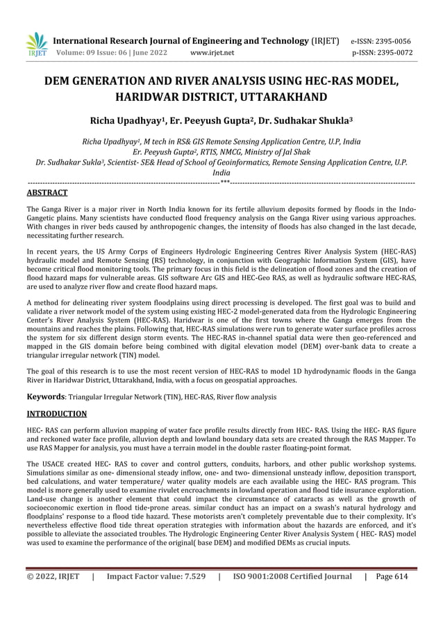 DEM GENERATION AND RIVER ANALYSIS USING HEC-RAS MODEL, HARIDWAR ...