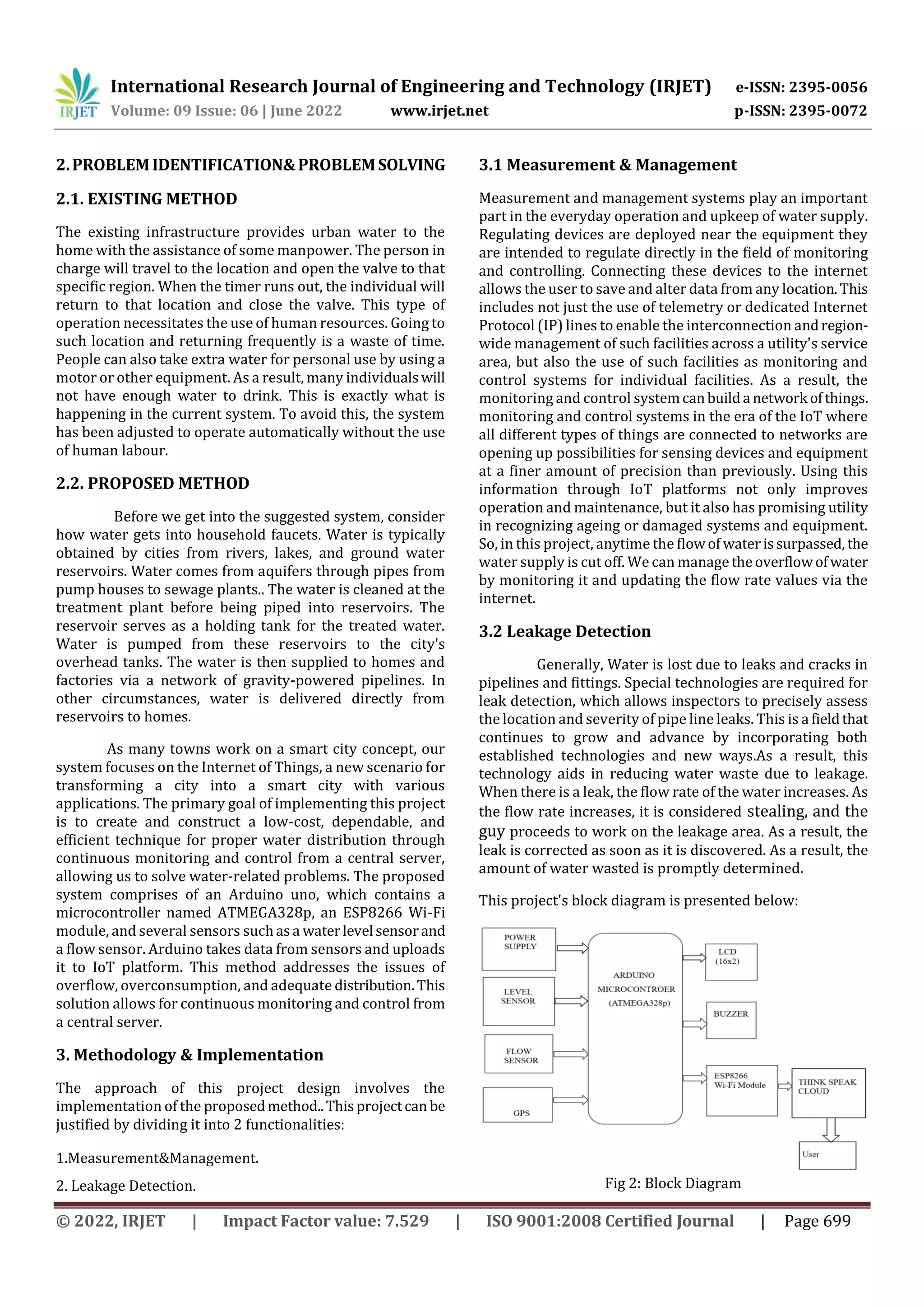 Water Supply Measurement and Management System Based on IoT with Water Leakage Detection | PDF