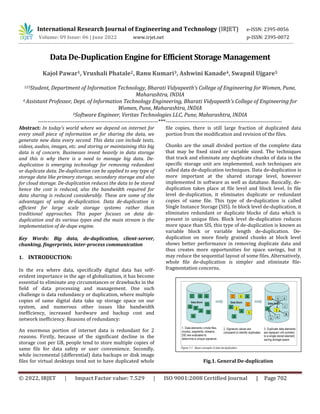 Data De-Duplication Engine for Efficient Storage Management | PDF | Data Storage and Warehousing ...