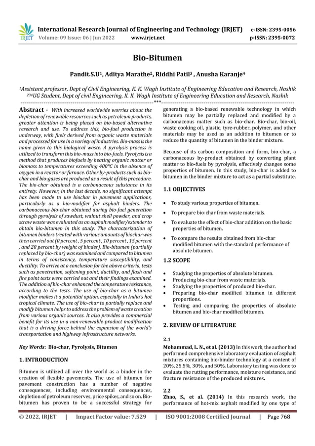 Bio-Bitumen | PDF | Chemistry | Science