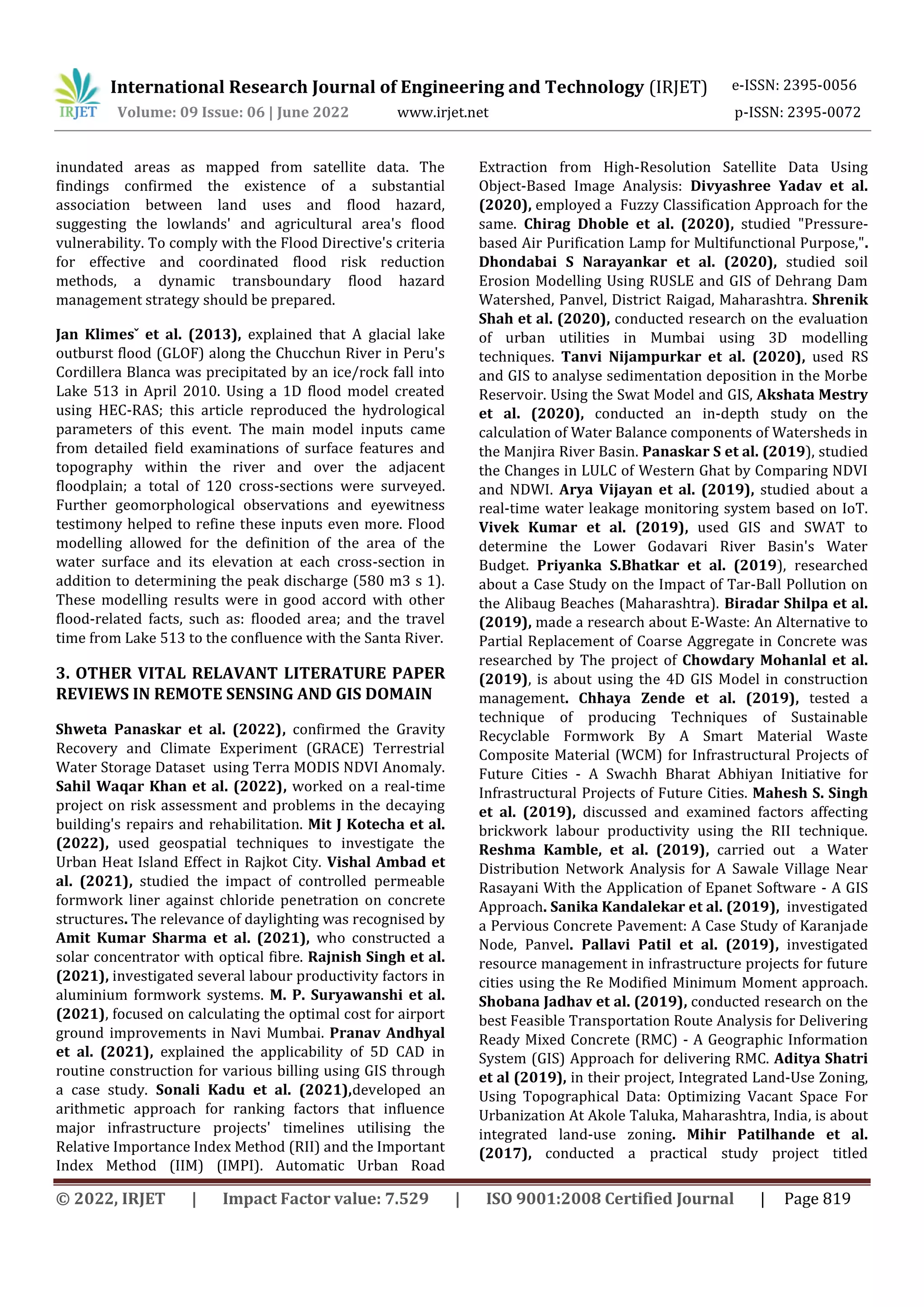 Review Paper for floodplain mapping with applications of HEC-HMS, HEC-RAS and ArcGIS softwares ...