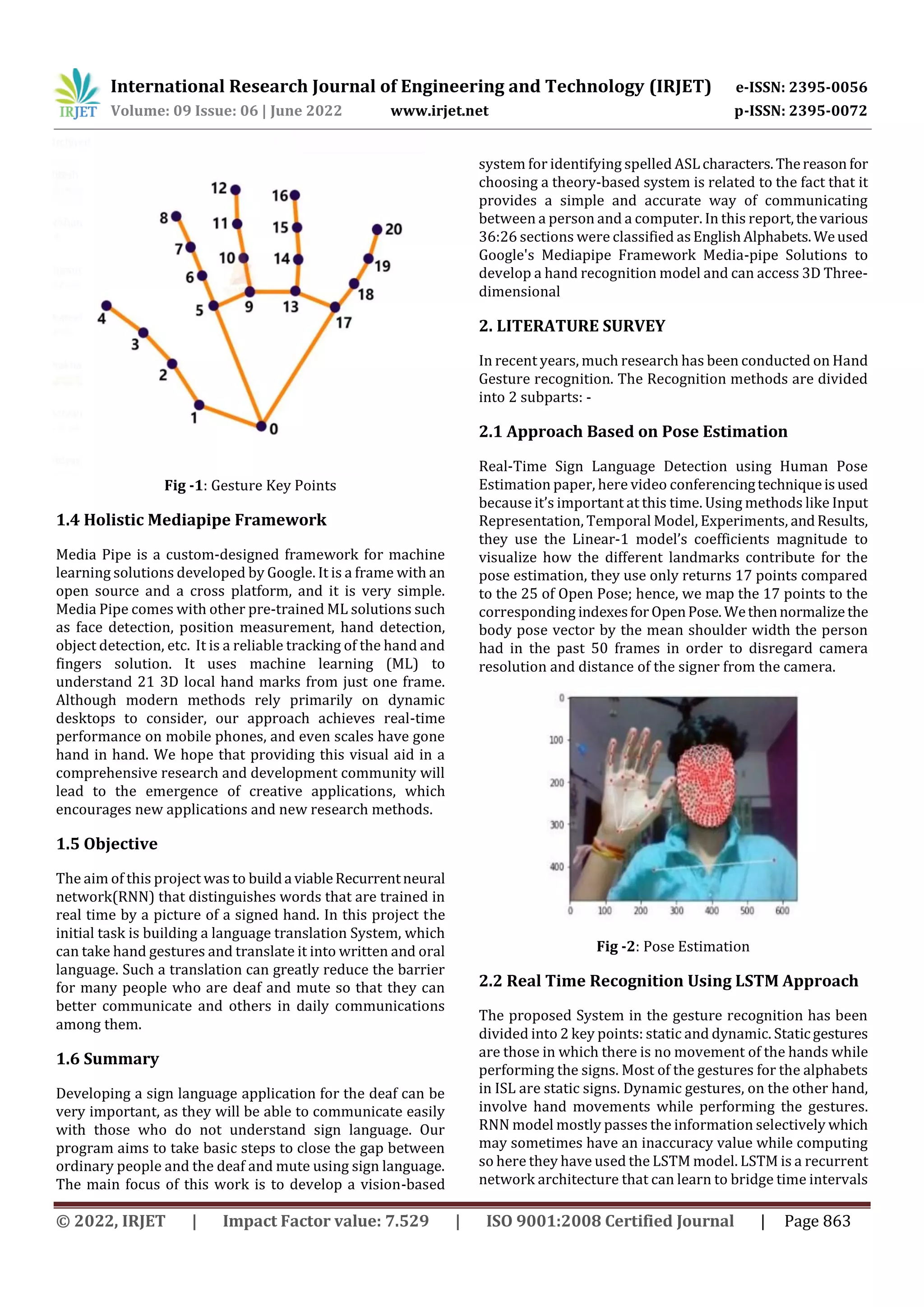 Hand Gesture Recognition System Using Holistic Mediapipe | PDF