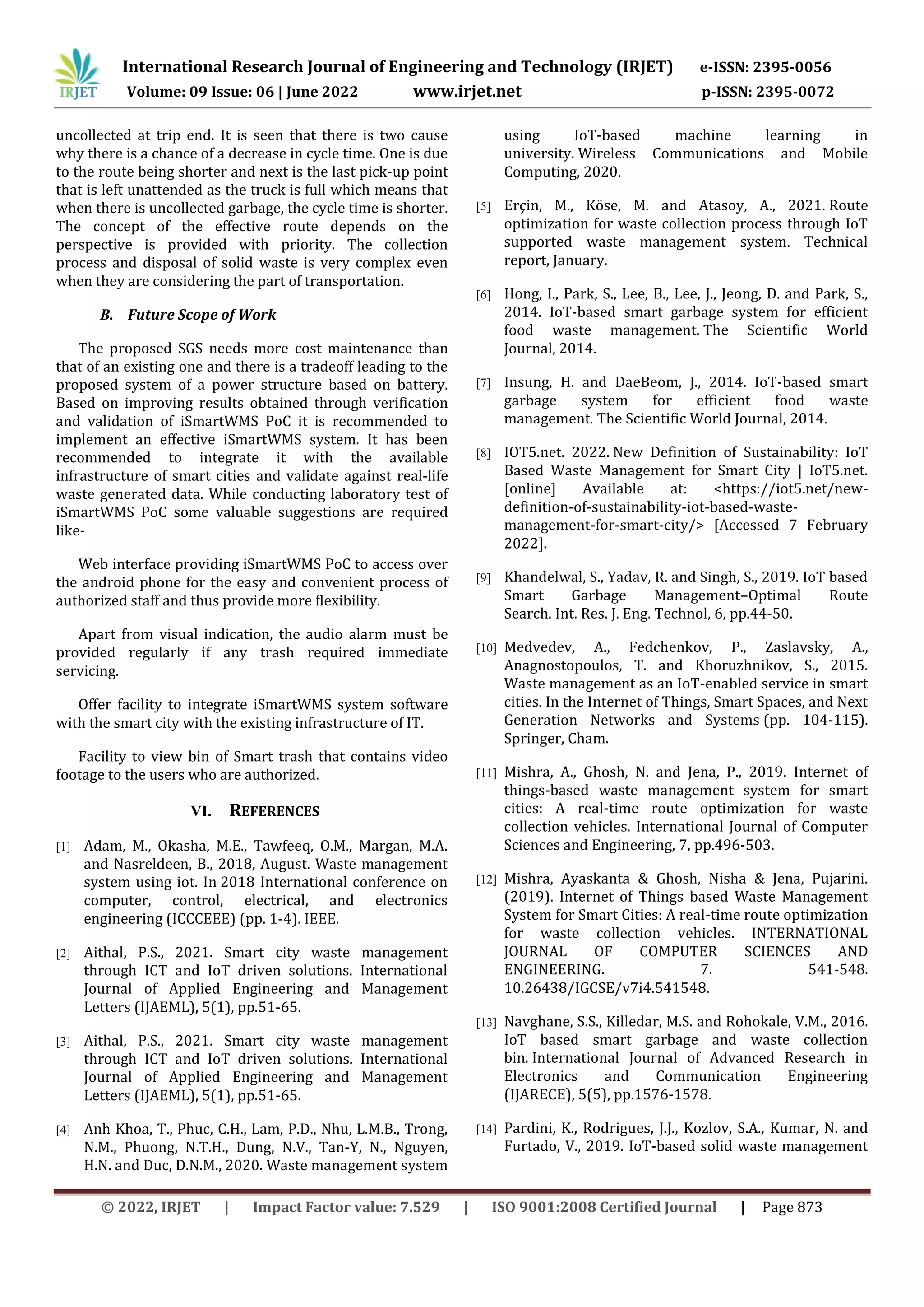 IoT based smart garbage system for waste management and route ...
