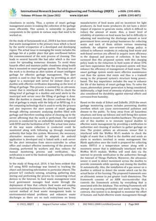 IoT based smart garbage system for waste management and route optimization | PDF