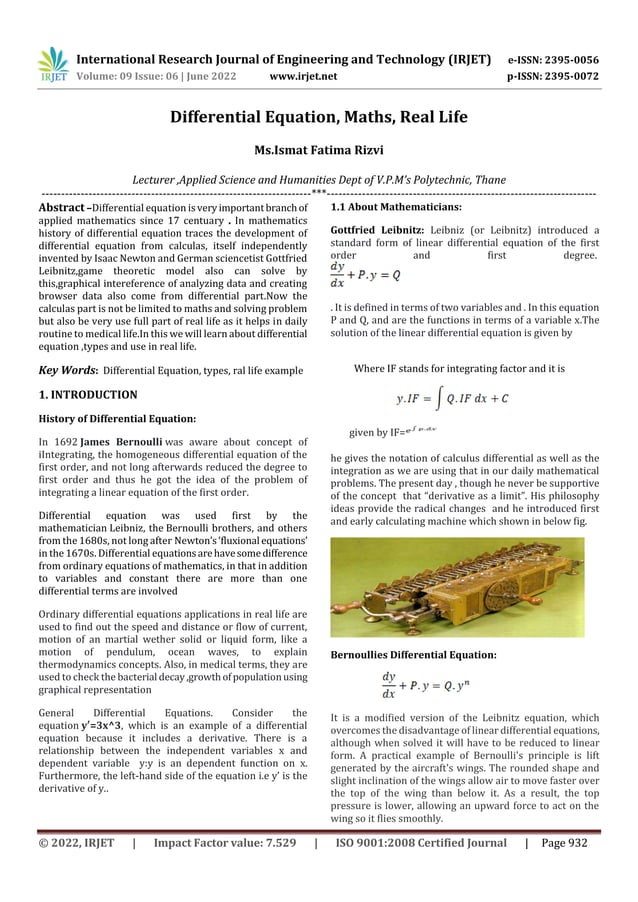 Differential Equation, Maths, Real Life | PDF | Physics | Science