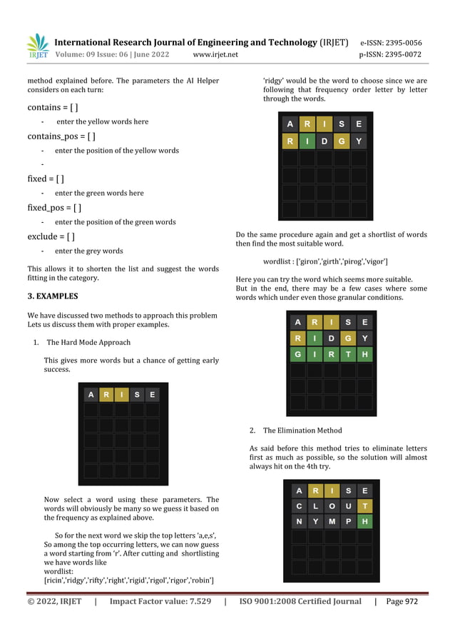 Optimizing Wordle Helper using Datasets and Commonly used words. | PDF ...