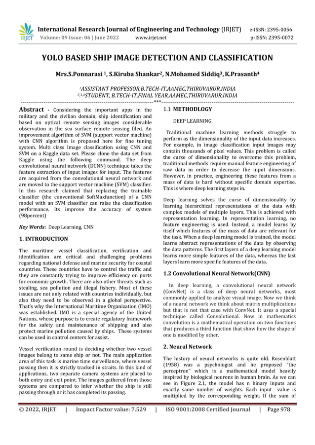Yolo Based Ship Image Detection And Classification Pdf