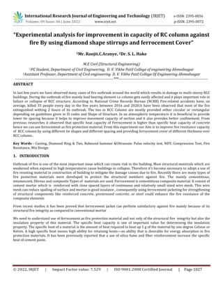 “Experimental analysis for improvement in capacity of RC column against fire By using diamond ...
