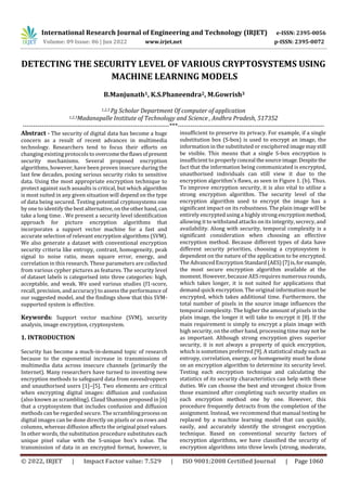 DETECTING THE SECURITY LEVEL OF VARIOUS CRYPTOSYSTEMS USING MACHINE LEARNING MODELS | PDF ...