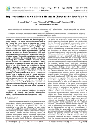Implementation and Calculation of State of Charge for Electric Vehicles ...