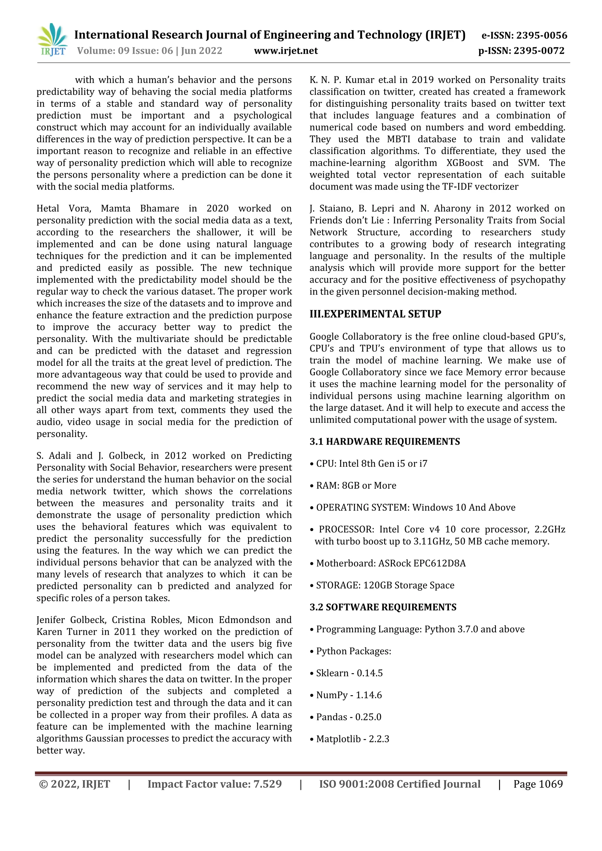 Personality Prediction With Social Media Using Machine Learning Pdf Social Networking Internet