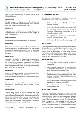 Design and Fabrication of Tamarind Seed Removal Machine | PDF