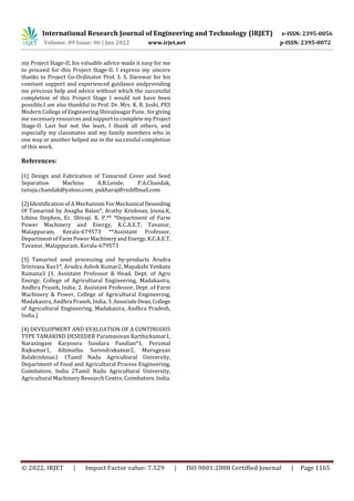 Design and Fabrication of Tamarind Seed Removal Machine | PDF