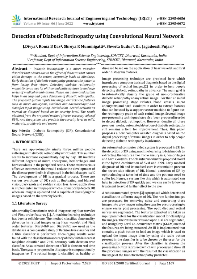 Detection Of Diabetic Retinopathy Using Convolutional Neural Network Pdf