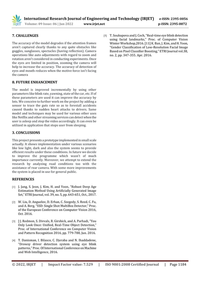 REAL-TIME DRIVER DROWSINESS DETECTION | PDF