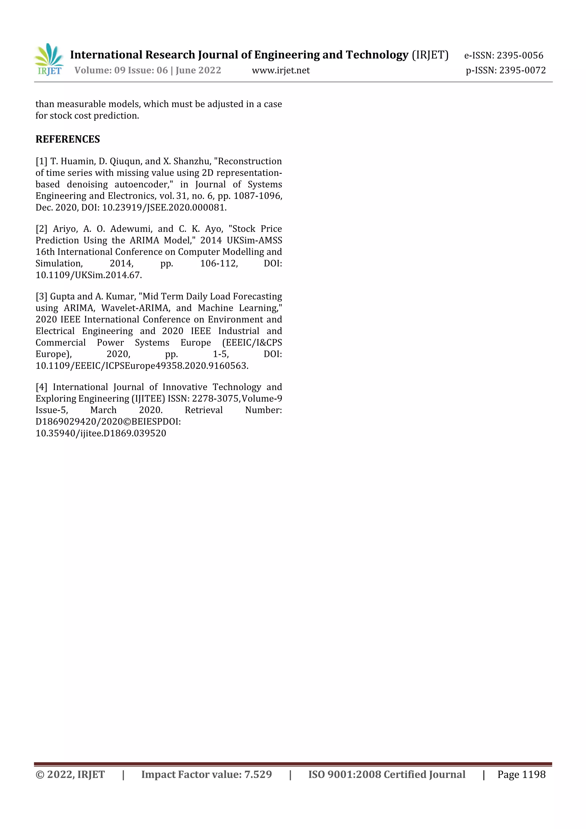 Stock Price Prediction Using Time Series Pdf Stocks And Bonds Personal Investing