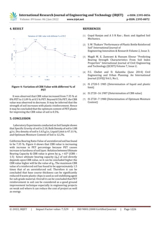 Analysis of CBR value of Soil Reinforced with PET Bottles | PDF