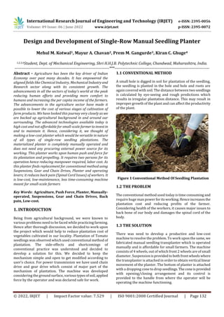 Design and Development of Single-Row Manual Seedling Planter | PDF ...